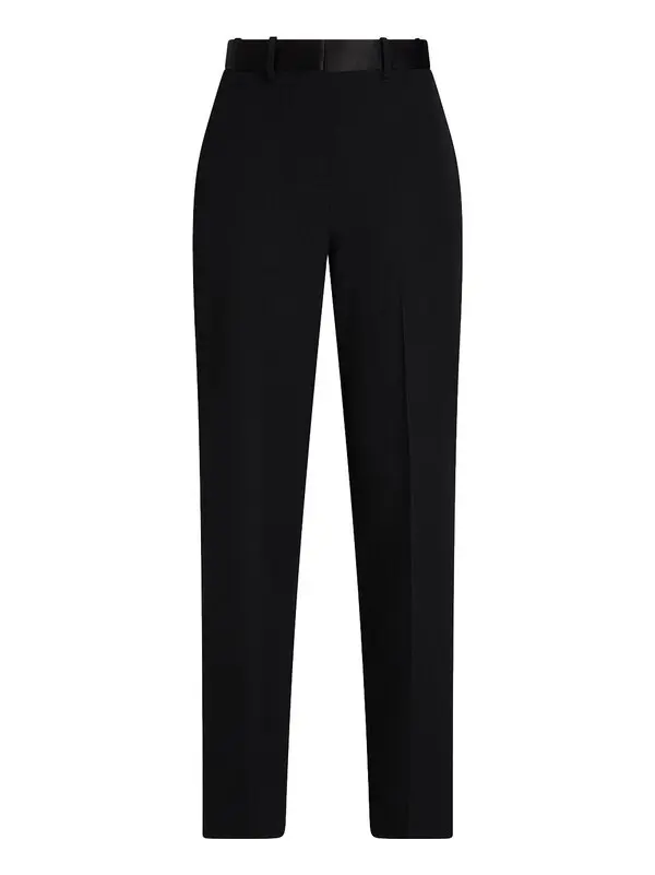 Victoria Beckham Satintrimmed Grain De Poudre Tapered Trousers - Black