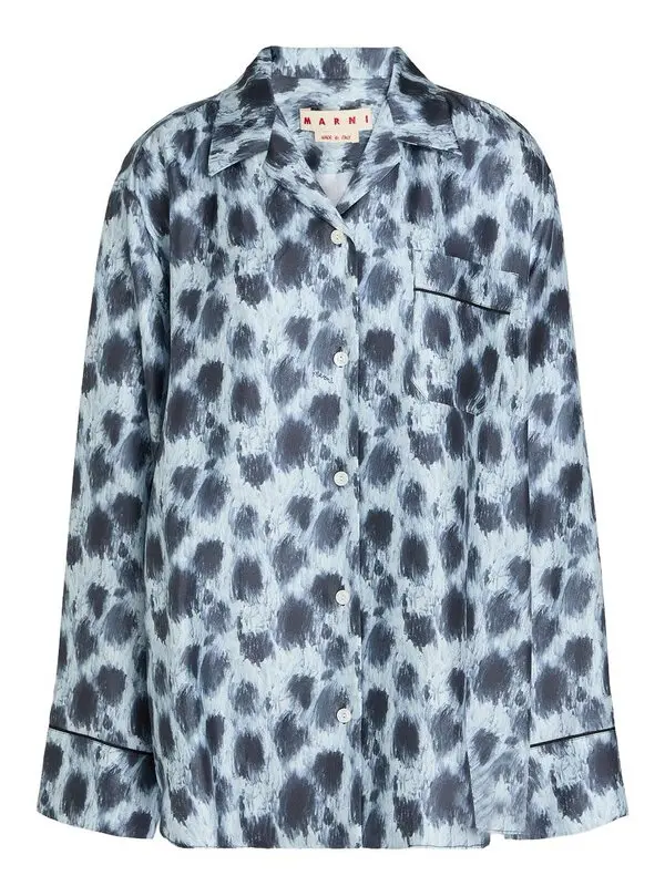 Marni Printed Silk-twill Shirt - Light Blue
