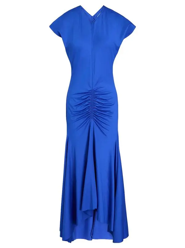 Victoria Beckham Ruched Satin-jersey Midi Dress - Royal Blue