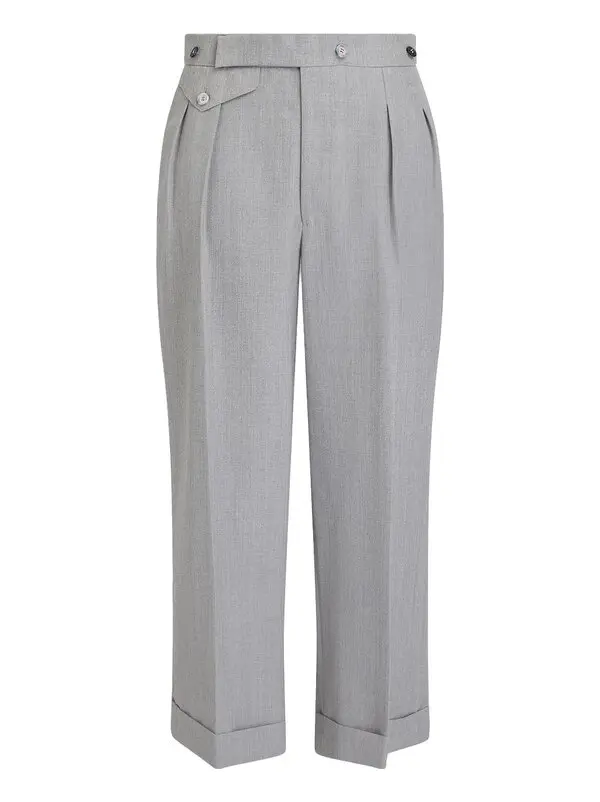 Victoria Beckham Cropped Tapered Wool Pants - Gray