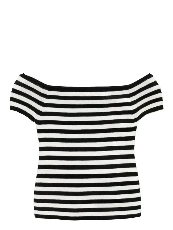 Eric Bompard Striped Bardot Top - White