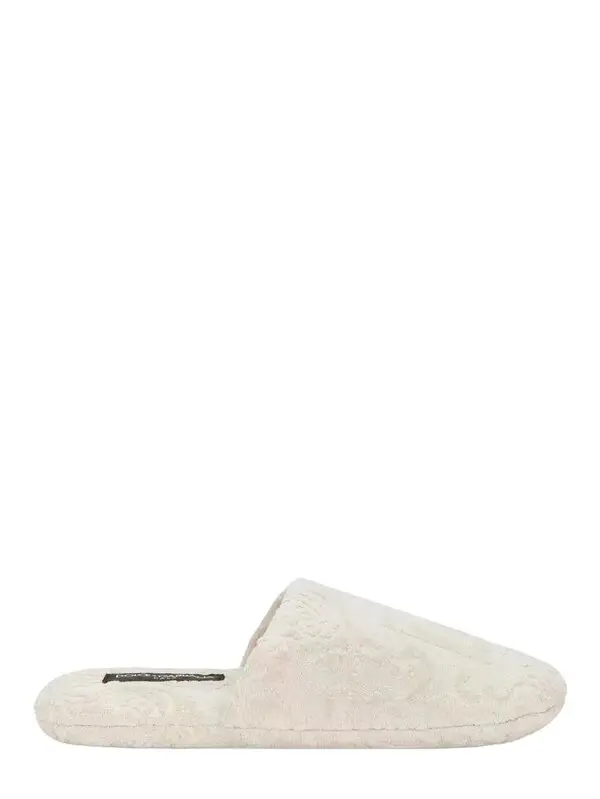 Dolce & Gabbana Logo-embroidered Slippers - Neutrals