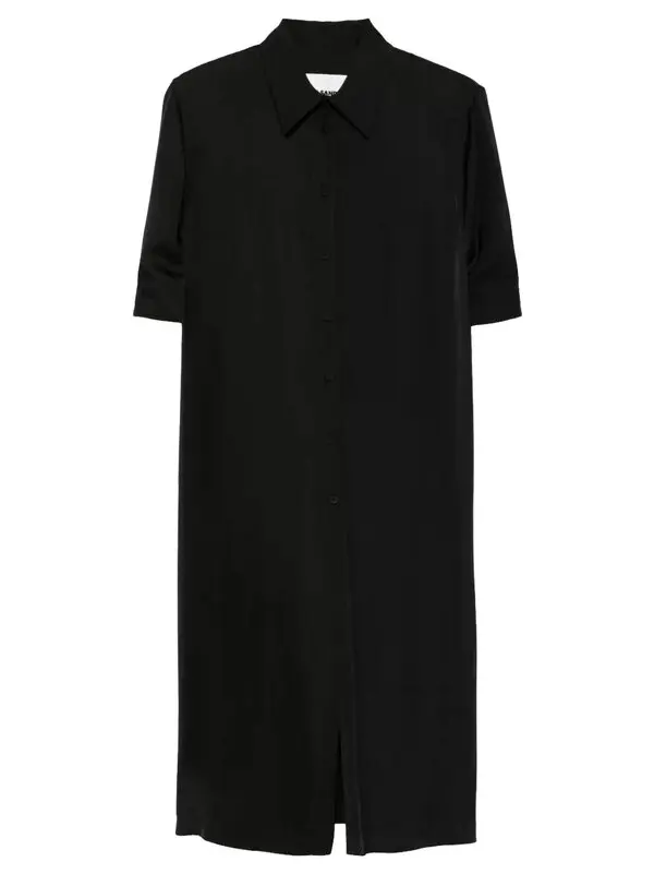 JIL SANDER Satin Midi Shirt Dress - Black