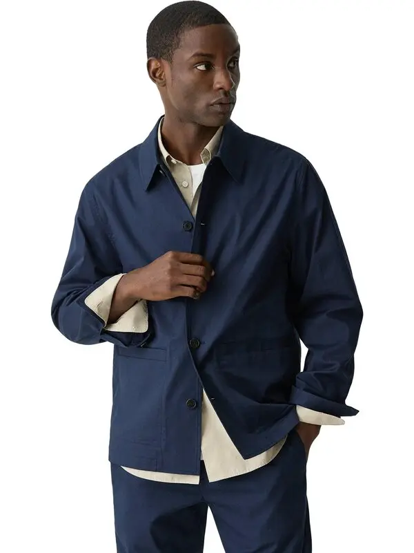 Theory Chore Coat In Stretch Cotton - Baltic