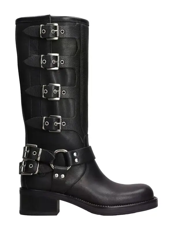 GISEL MOIRE 50mm Windsor Boots - Black