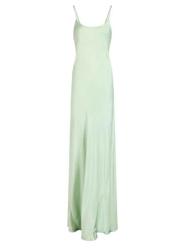 Victoria Beckham Satin Maxi Slip Dress - Light Green