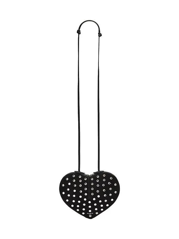 Alaïa Le Coeur Studded Goatskin Crossbody Bag - Noir
