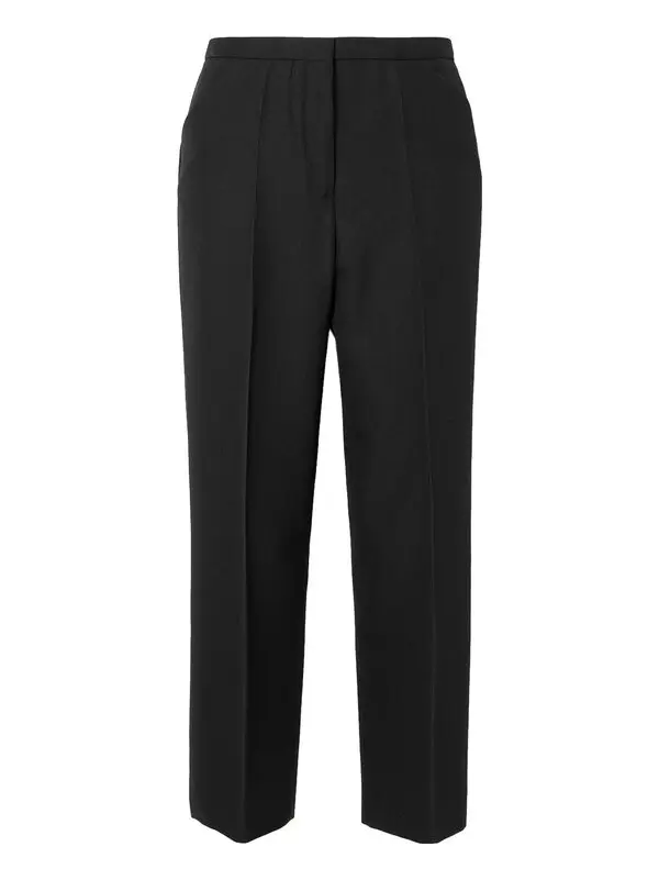 TOTEME Cropped Straight-leg Grain De Poudre Pants - Black