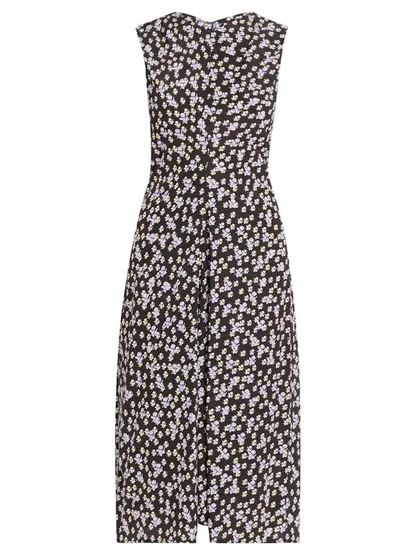 Proenza Schouler Ella Floral Ruched Midi Dress - Black Multi