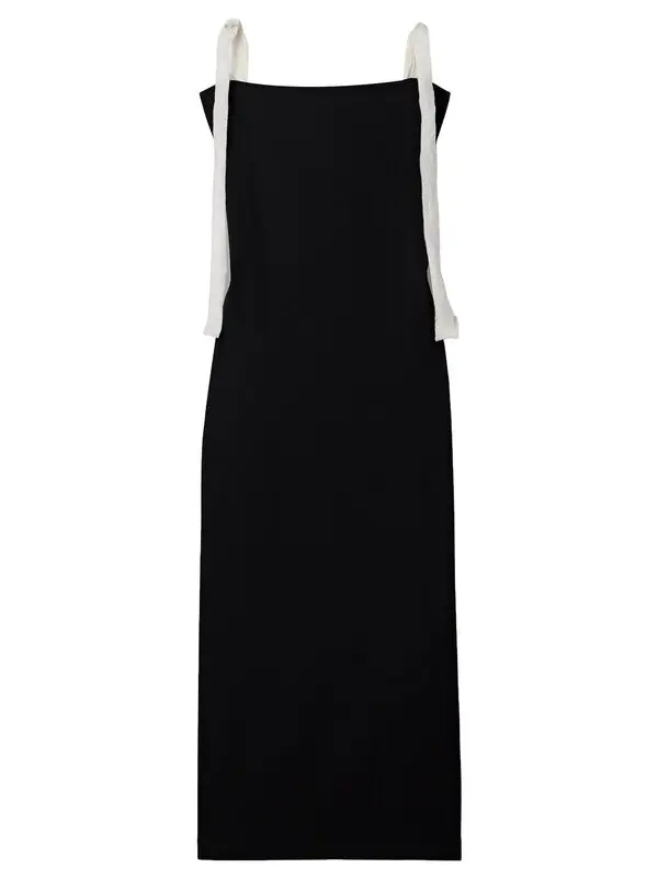 THE ROW Giuliessa Wool-twill Midi Dress With Silk Organza Trim - Black
