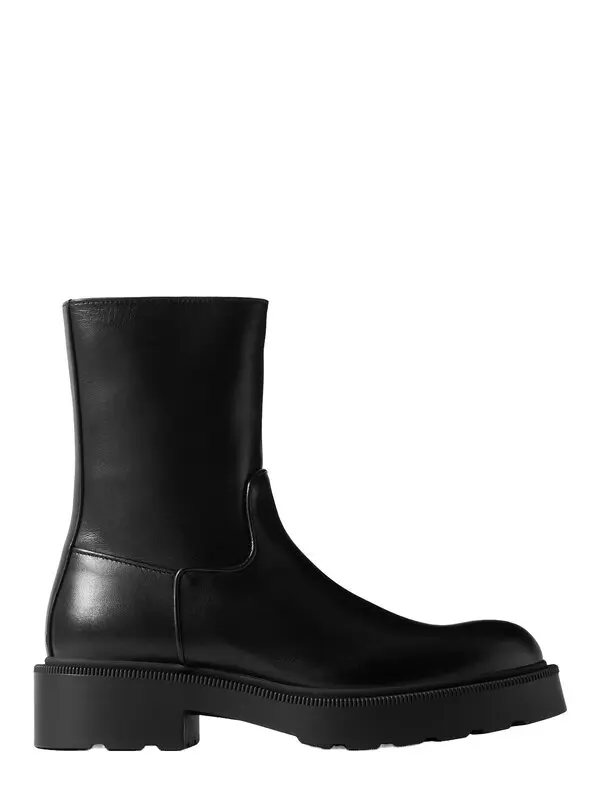 THE ROW Nobilis Leather Ankle Boots - Black