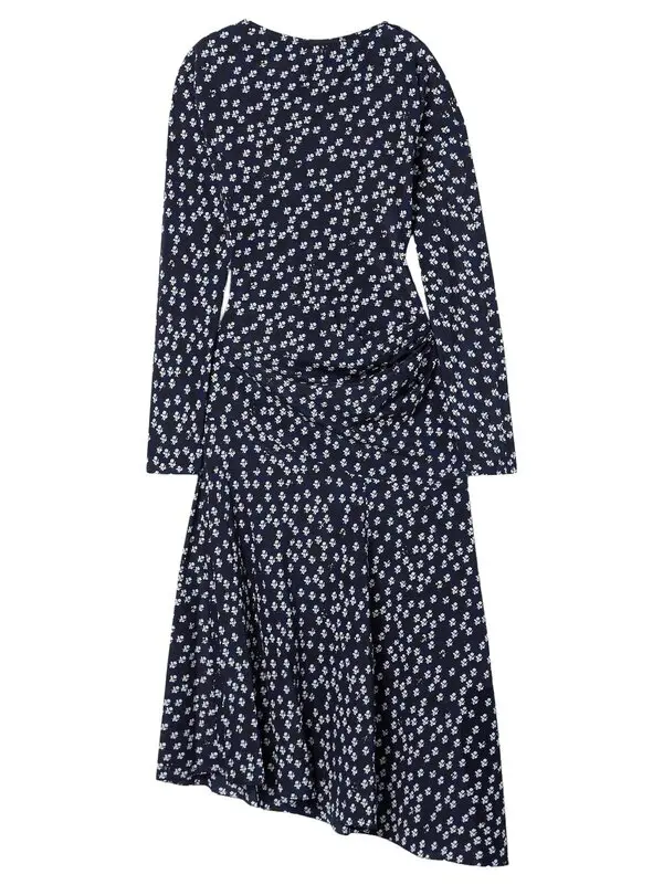 Proenza Schouler Alina Draped Floral-print Crepe Midi Dress - Blue