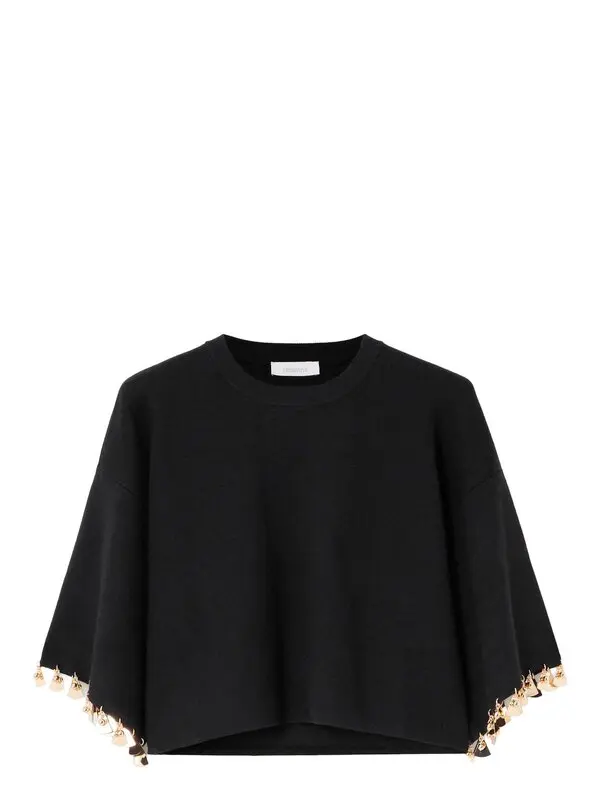 Rabanne Cropped Embellished Sweater - Black