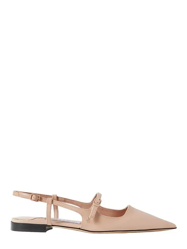 JIMMY CHOO Didi Patent-leather Slingback Flats - Neutrals