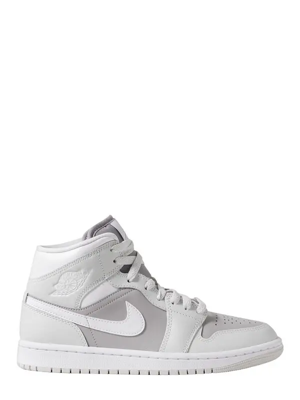 Nike Jordan 1 Mid Leather Sneakers - Gray