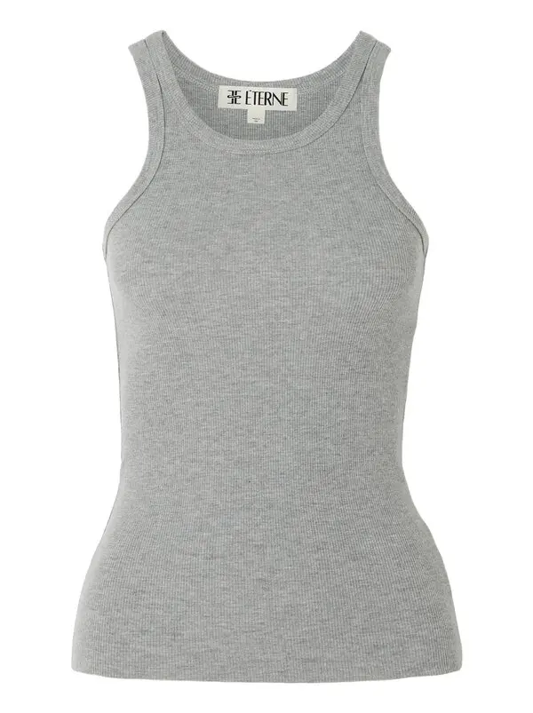 Eterne Ribbed Stretch-jersey Tank - Gray