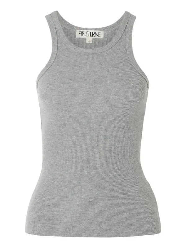 Eterne Ribbed Stretch-jersey Tank - Gray