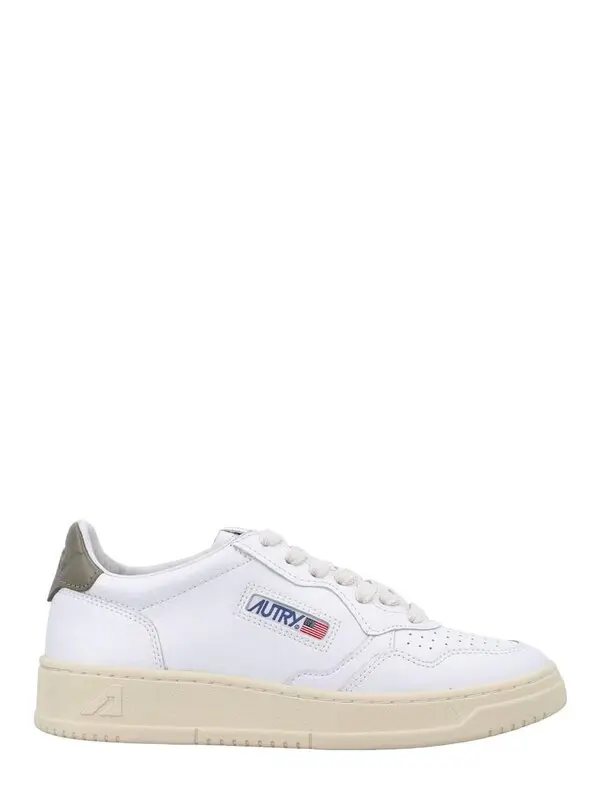 AUTRY Medalist Leather Low Top Sneakers - White/covert Green