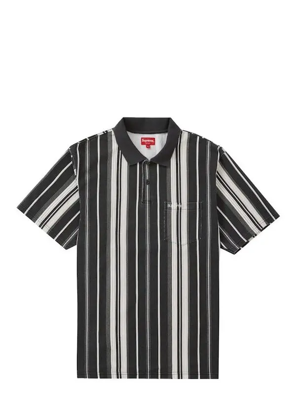 Supreme Vertical Stripe Polo Shirt - Black