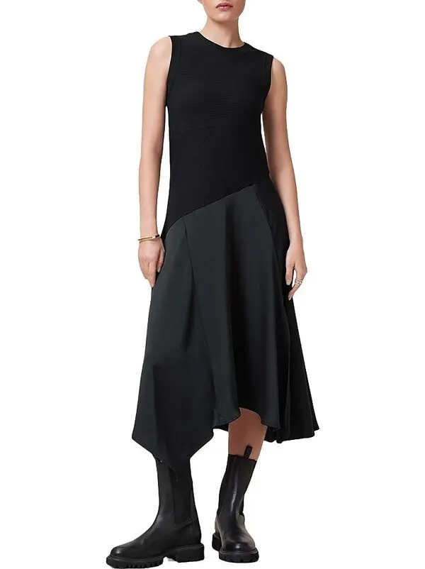 ALLSAINTS Pia Satin Midi Dress - Black
