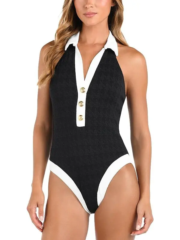 L'Agence Natalya Collared One Piece - Black