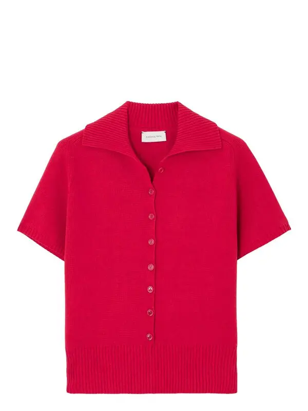 Magda Butrym Cotton-blend Polo Sweater - Red