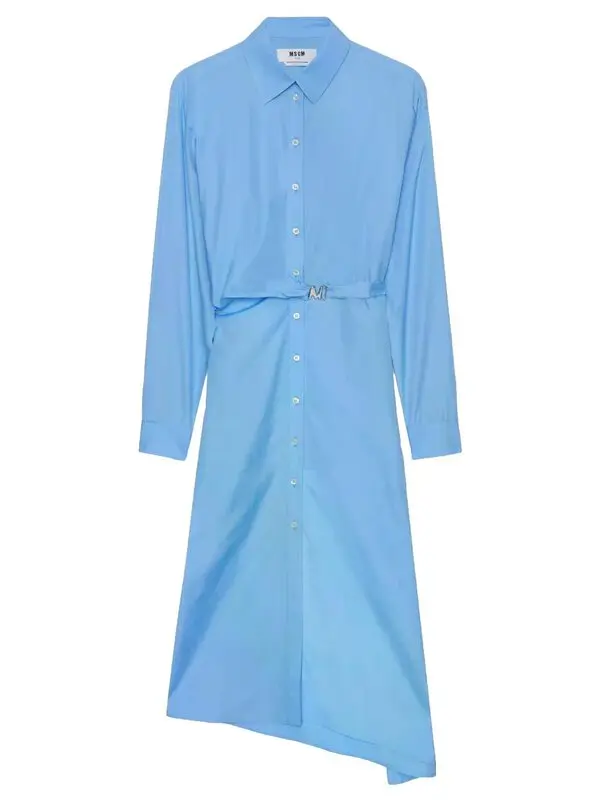 MSGM Belted Shirt Dress - Blue