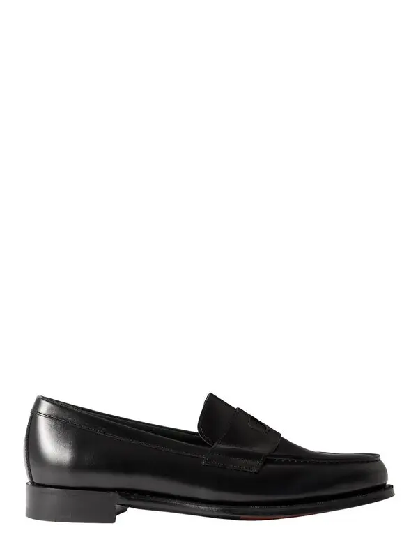 DRAKE'S Charles Leather Penny Loafers - Black
