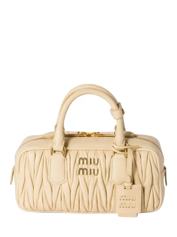 Miu Miu Matelassé Leather Arcadie Top-handle Bag - Neutral