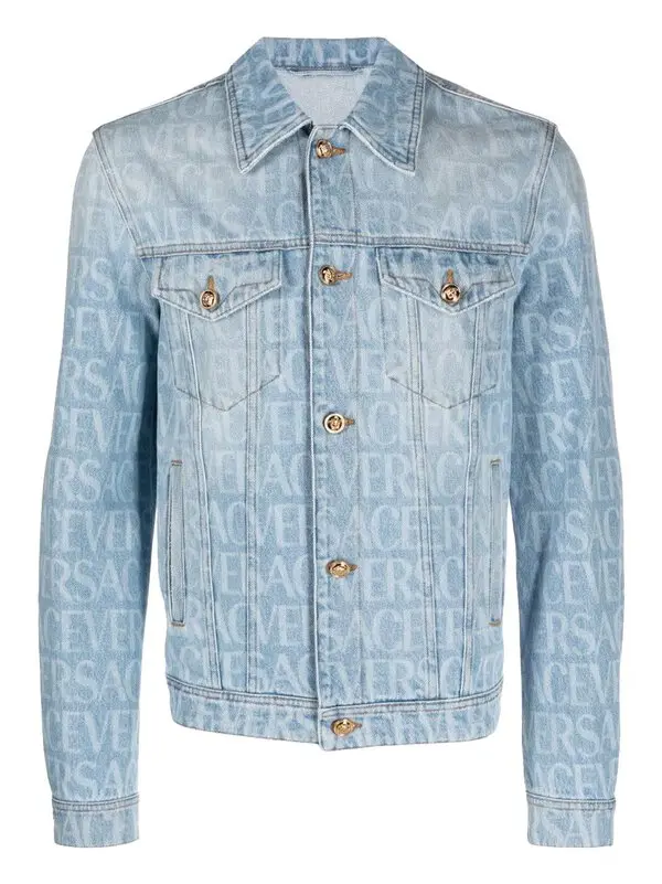 Versace Logo-print Denim Jacket - Blue