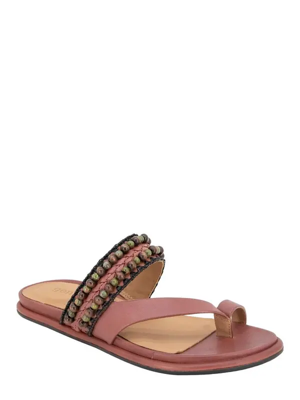 Gentle Souls By Kenneth Cole Lentini Toe-loop Sandals - Mahogany Leather