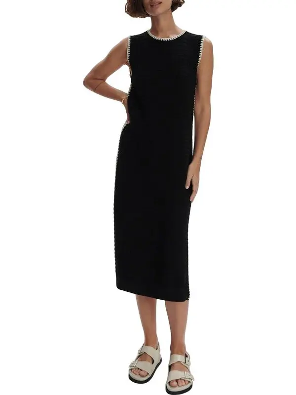 Varley Dwight Sleeveless Midi Dress - Black/white