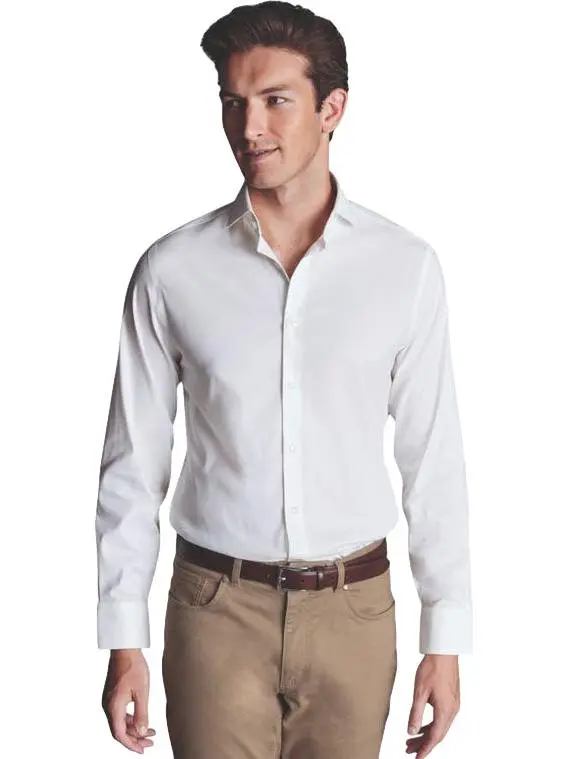 CHARLES TYRWHITT Non-iron Performance Twill Shirt - White
