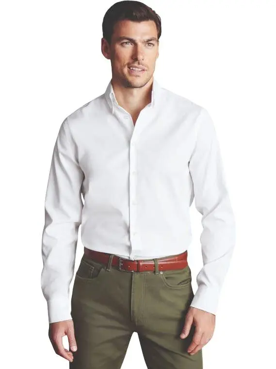 CHARLES TYRWHITT Non-iron Oxford Shirt - White