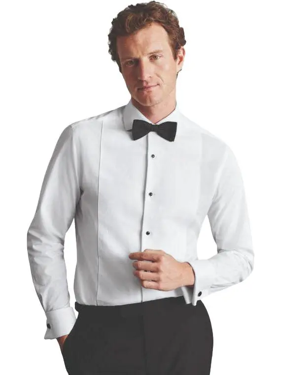 CHARLES TYRWHITT Bib Front Evening Shirt - White