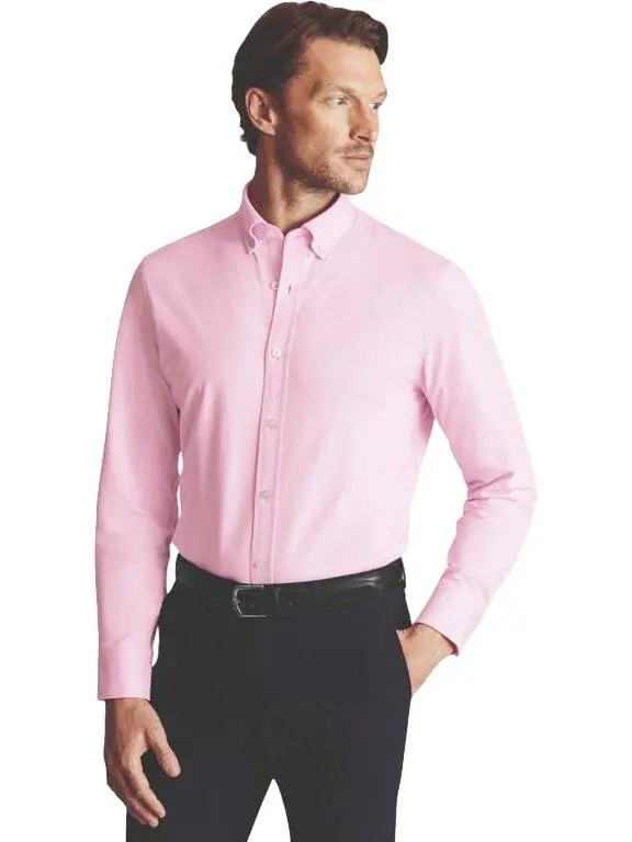 CHARLES TYRWHITT 4 Way Stretch Jersey Shirt - Light Pink
