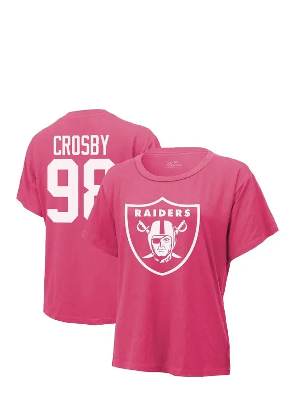 MAJESTIC THREADS Maxx Crosby Las Vegas Raiders Name & Number T-shirt - Pink