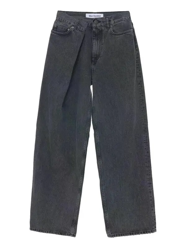 WON HUNDRED Pleat-detailing Wide Leg Jeans - Grey
