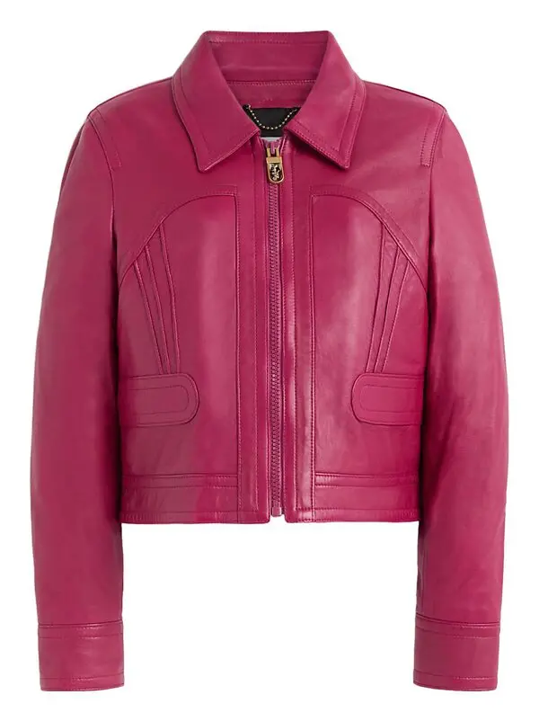 COACH Restored Cropped Leather Blouson - Tweed Berry