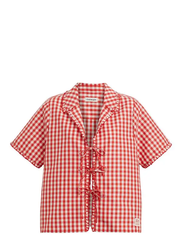 COACHTOPIA Loop Gingham Tie-front Shirt - Red/cloud
