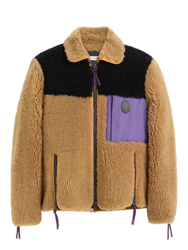 COACH® Restored Colorblock Shearling Jacket - Burnt Sienna