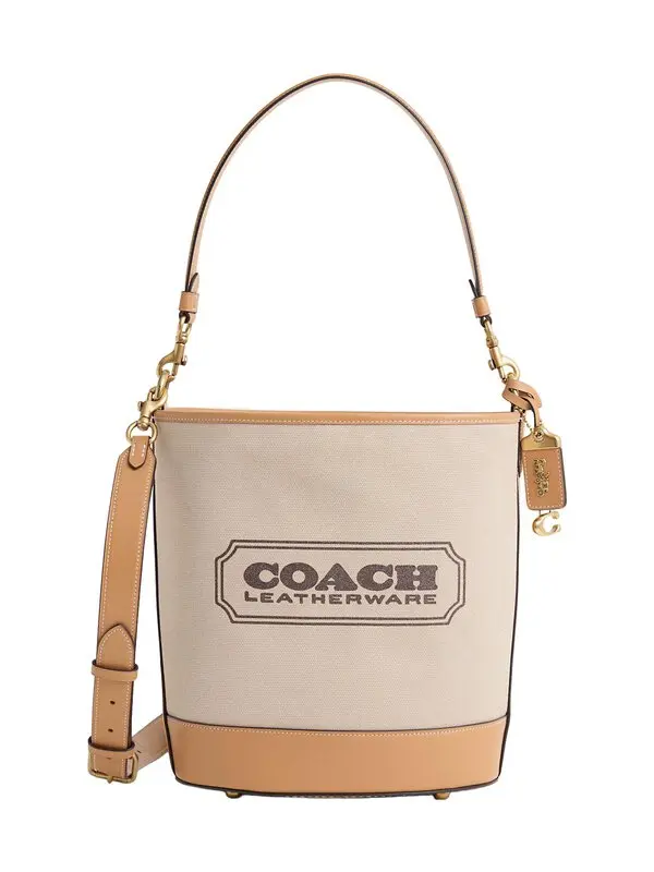 COACH® Dakota Bucket Bag - Brass/natural Canvas/tan