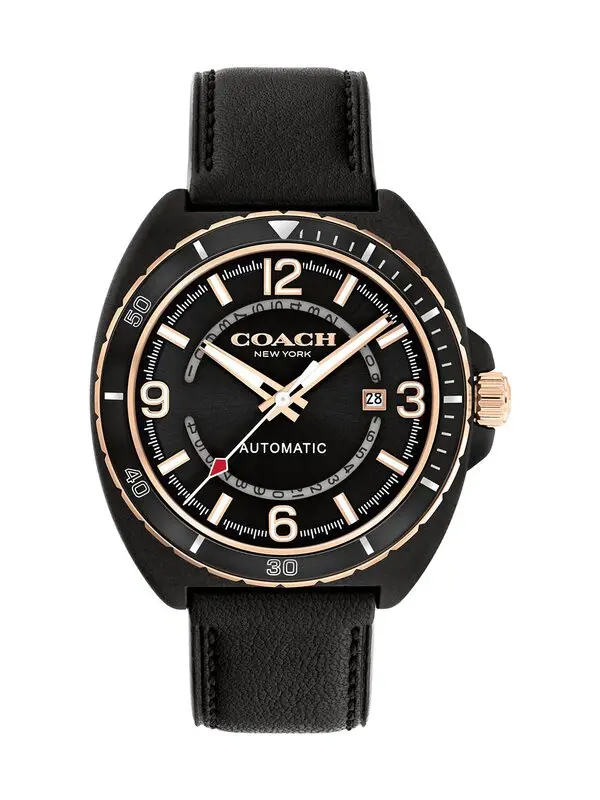 COACH Charter Automatic Watch, 44mm - Black