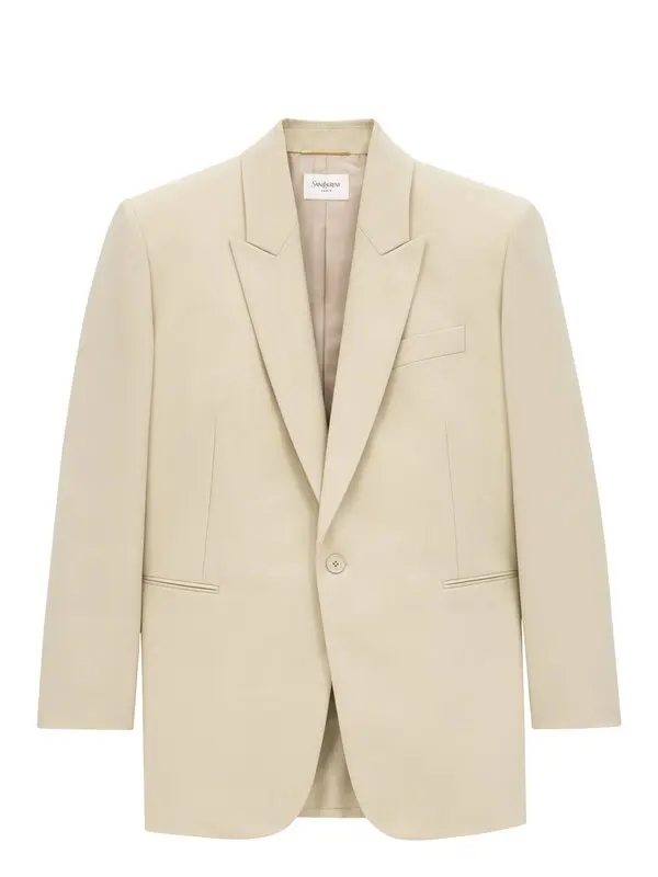 Saint Laurent Virgin Wool Oversized Blazer - Beige
