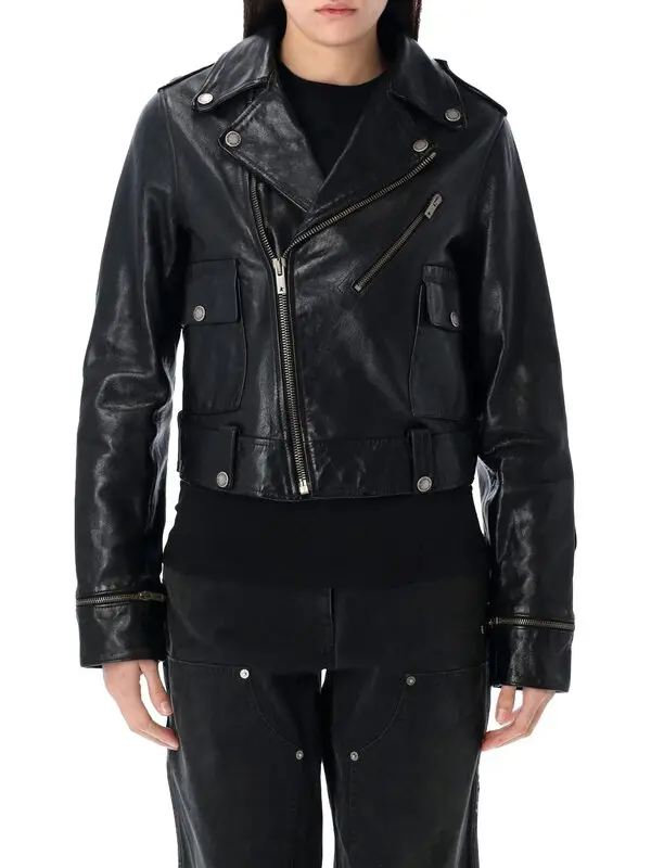 GOLDEN GOOSE Leather Biker Jacket - Black