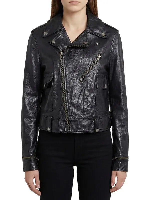 GOLDEN GOOSE Leather Biker Jacket - Black