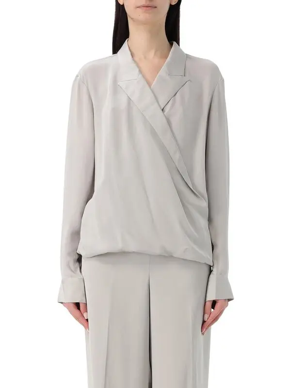 Theory Draped Wrap Blouse - Silver