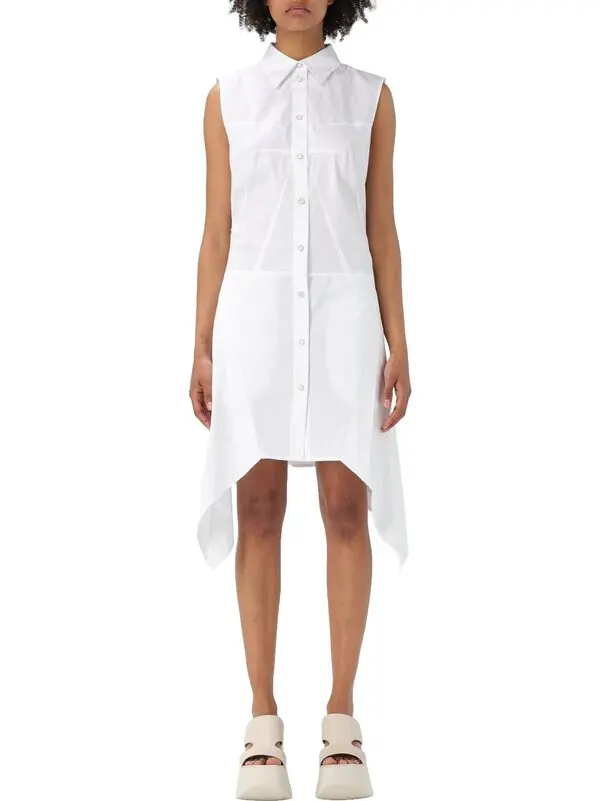 Helmut Lang Sleeveless Shirt Dress - White