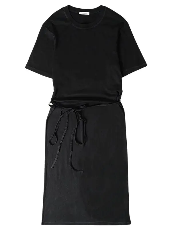 LEMAIRE Belted Rib T-shirt Dress - Black