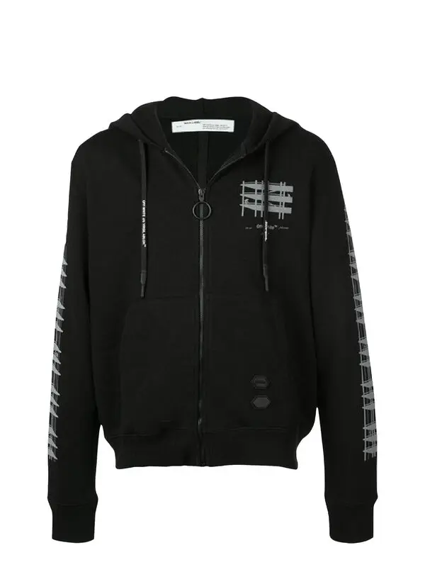 Off-White Diag Indus Slim Zipped Hoodie - Black